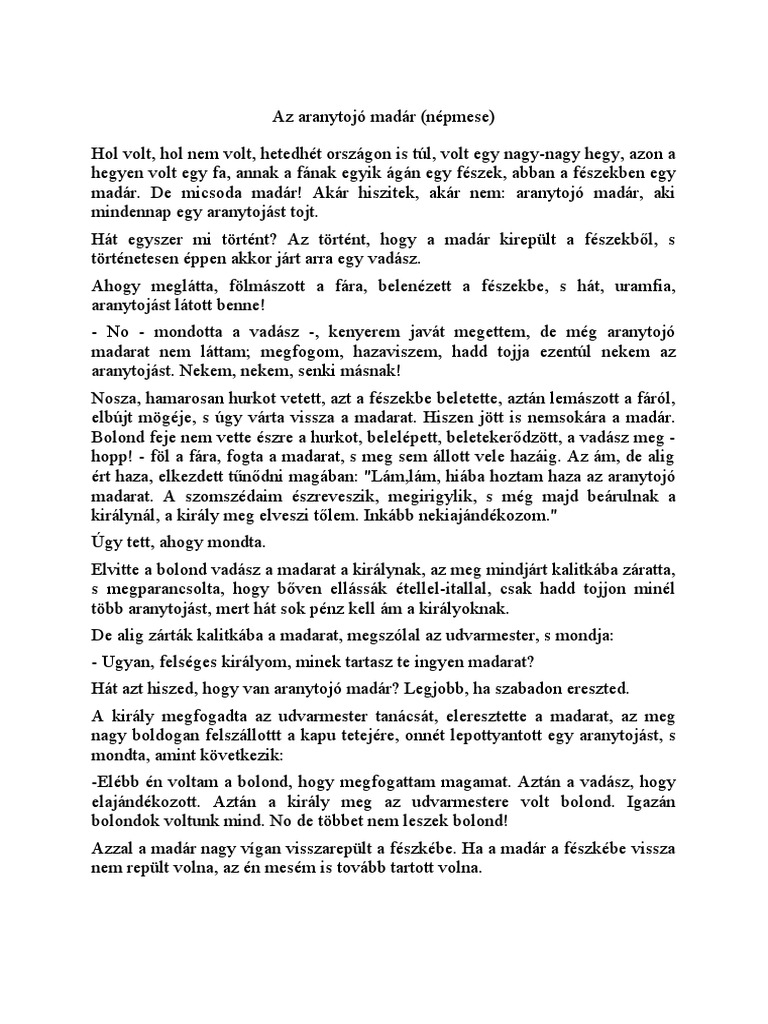 Az Aranytojó Madár | PDF