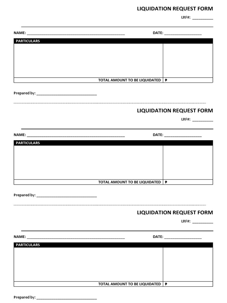 Liquidation Request Form Pdf