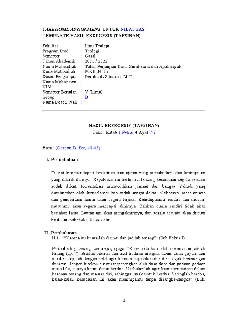 Template Lembar Jawaban UAS | PDF