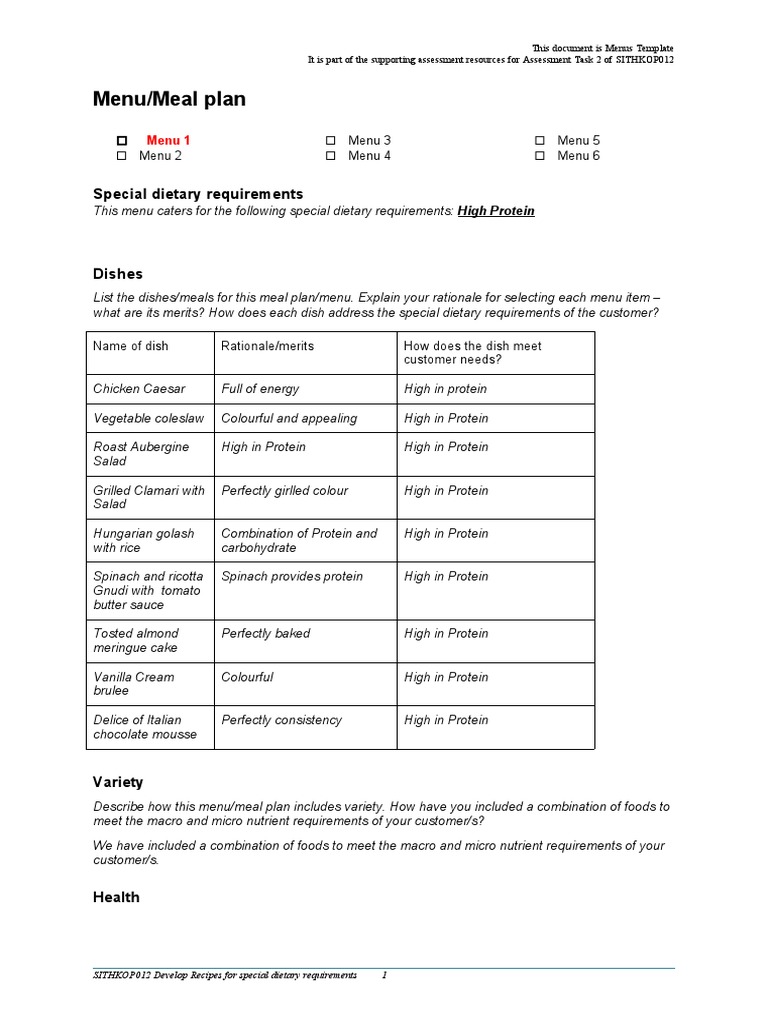 Menu Template - 01 | PDF