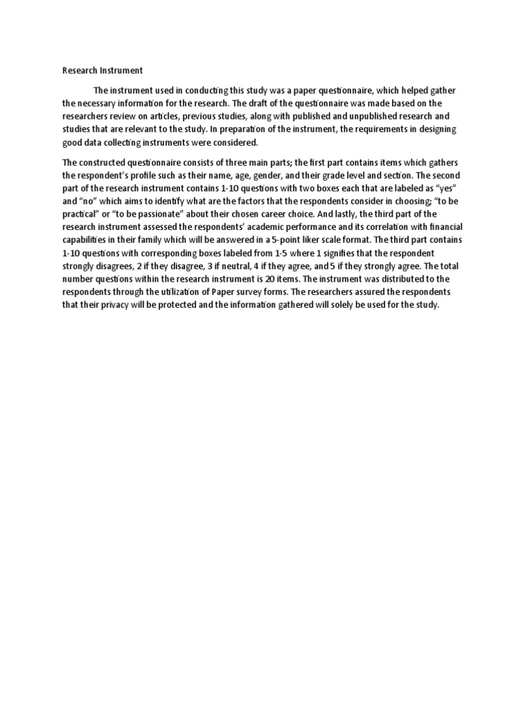 Research Instrument | PDF