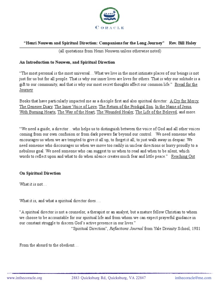 Nouwen Spiritual Direction Handout | PDF | Jesus | Eucharist