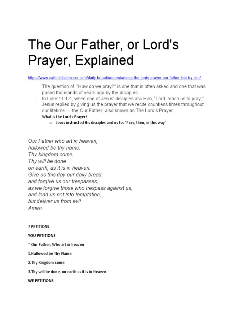 The Our Father | PDF | Lord's Prayer | Systematic Theology