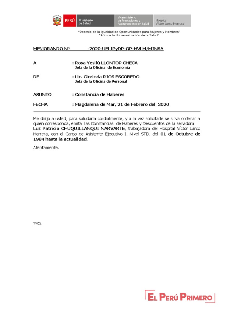 Memorando 2020 | PDF