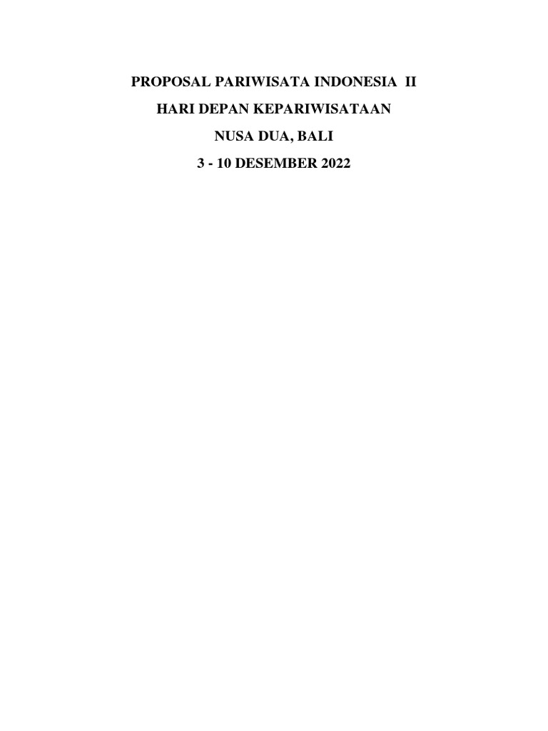 Proposal Pariwisata Indonesia II | PDF