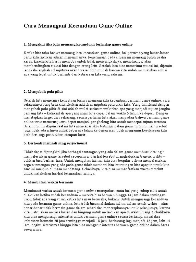 Mengatasi Kecanduan Game Online | PDF