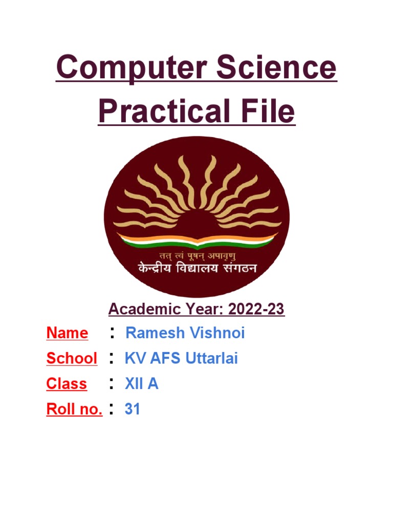 Shubhangi Raj Computer Science Practical - 1 | PDF | Programming | Computer Program