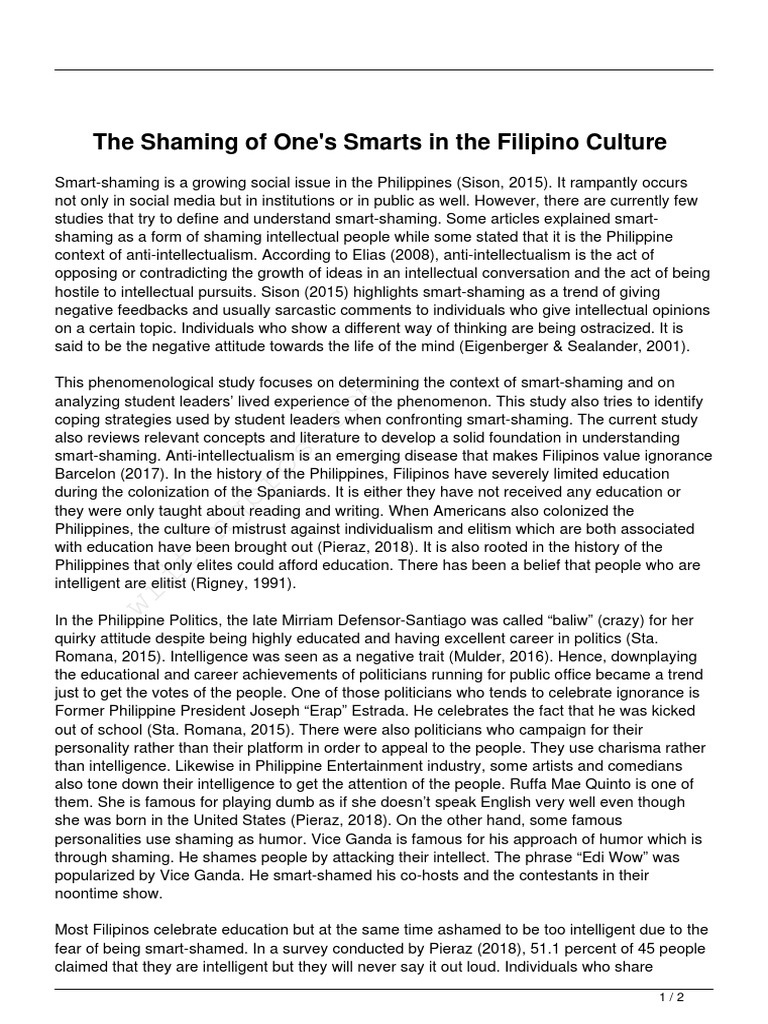 The Phenomenon of Smart-Shaming: A Study of the Lived Experiences of ...