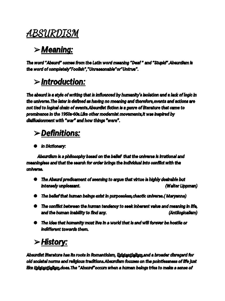 ABSURDISM | PDF | Existentialism | Philosophical Theories