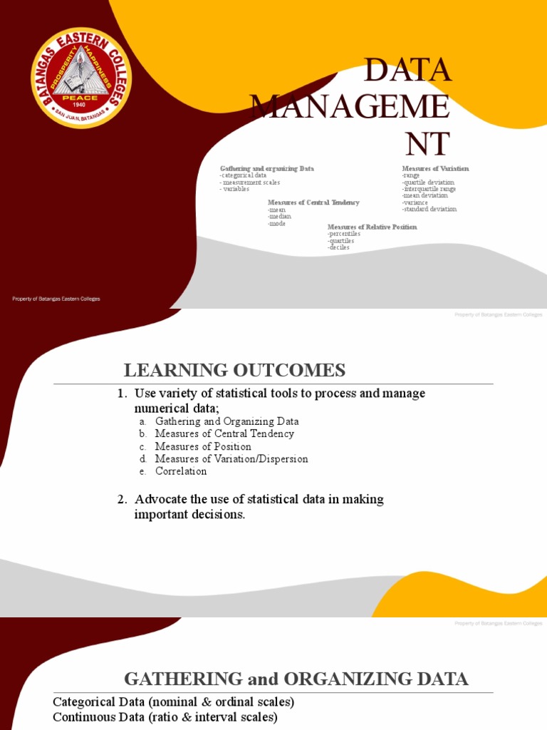 Data Management | PDF | Level Of Measurement | Mode (Statistics)