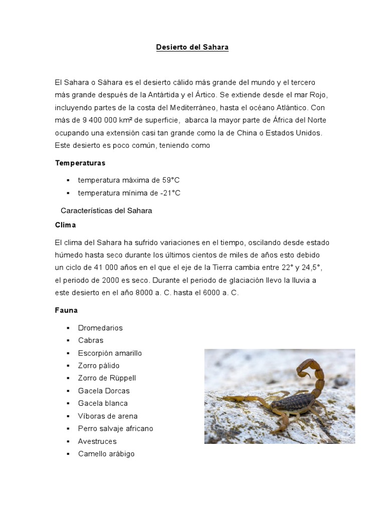 Desierto Del Sahara | PDF | Sáhara | Fenómenos de la tierra