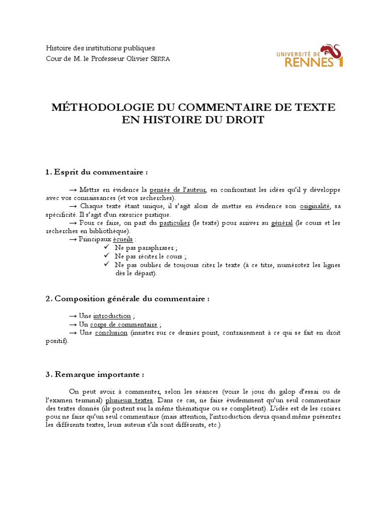 Méthodologie Commentaire | PDF | Philosophie | Études des langues ...