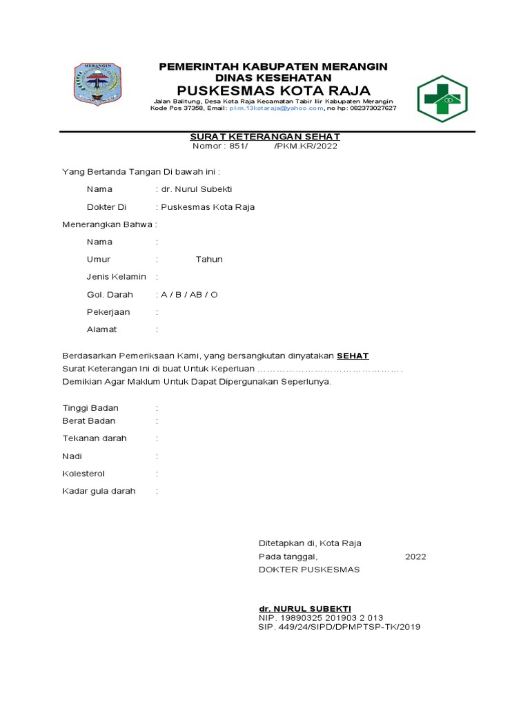 Surat Keterangan Sehat | PDF