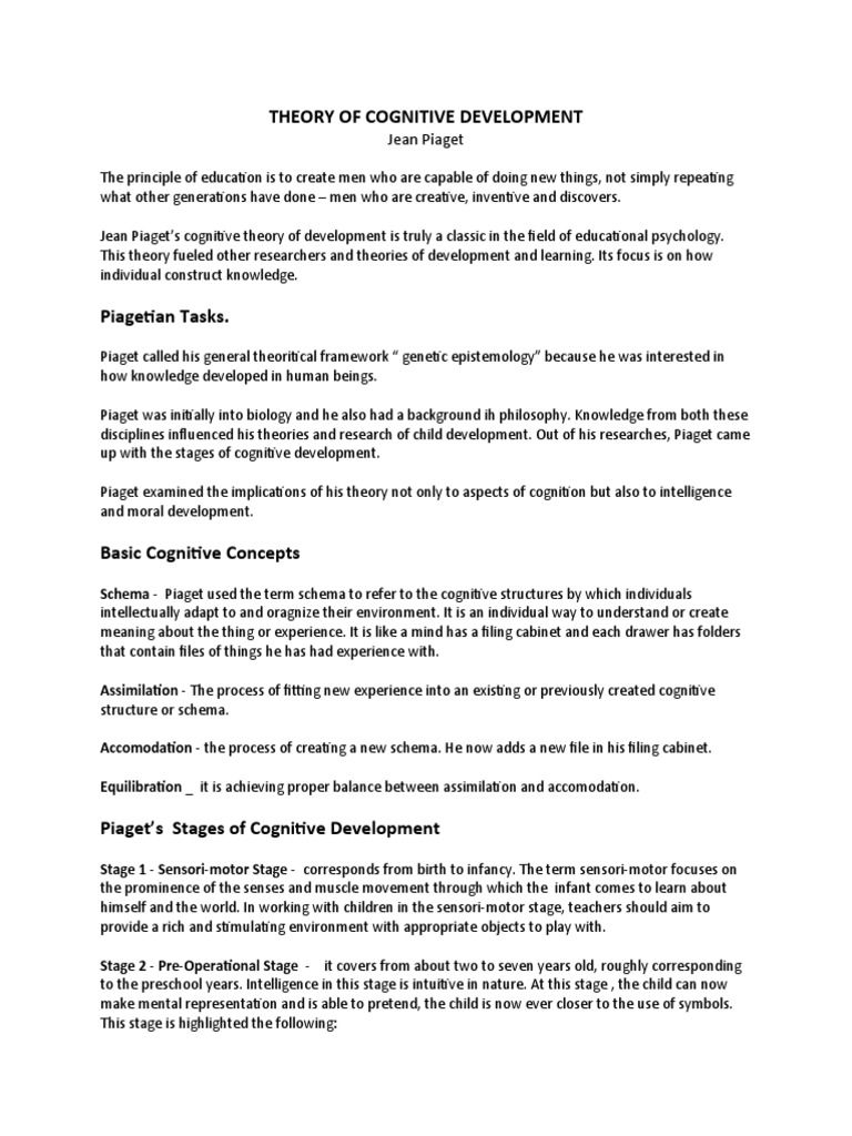 Theory of Cognitive Development | Download Free PDF | Cognitive ...