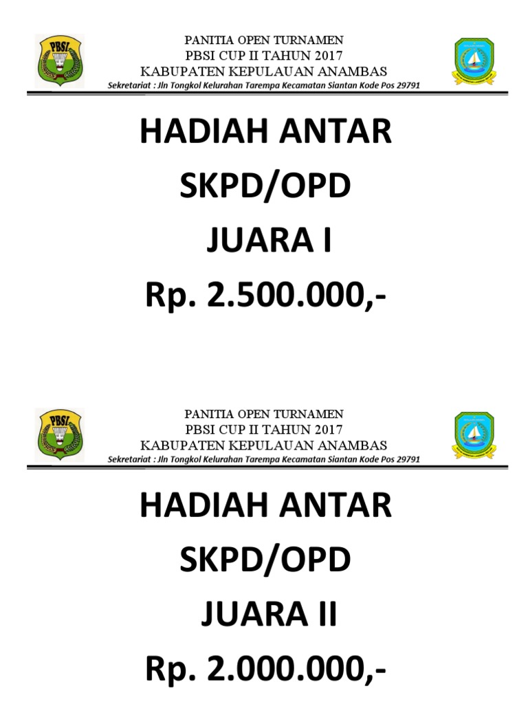 Amplop Hadiah Pbsi 24X17 CM | PDF