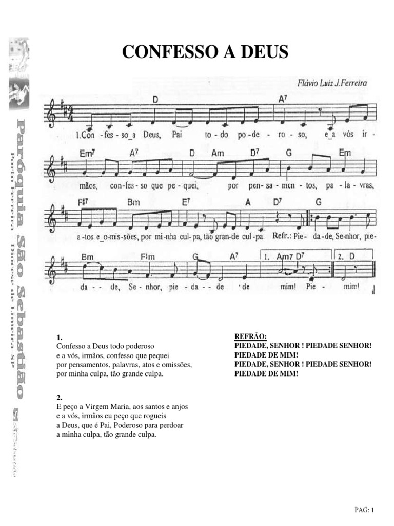 Letra de "Confesso a Deus Todo Poderoso" | PDF