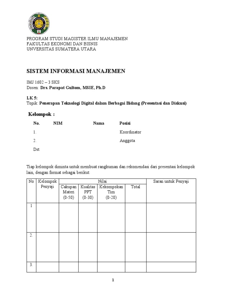 Lembar Kerja 5 Sim Kelas Paralel | PDF