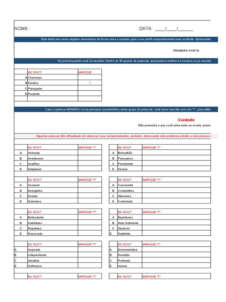 Teste de Perfil Comportamental | PDF