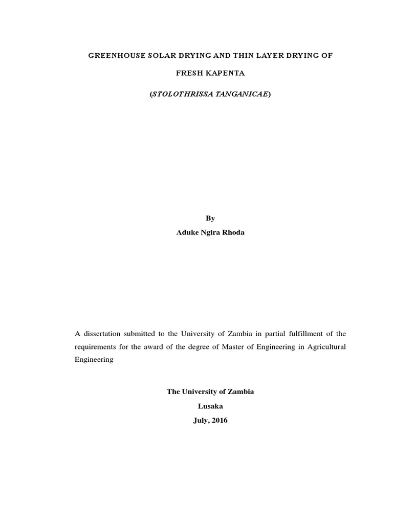 Greenhouse Solar Drying and Thin Layer Drying of Fresh Kapenta ... (Pdfdrive) | PDF | Clothes ...