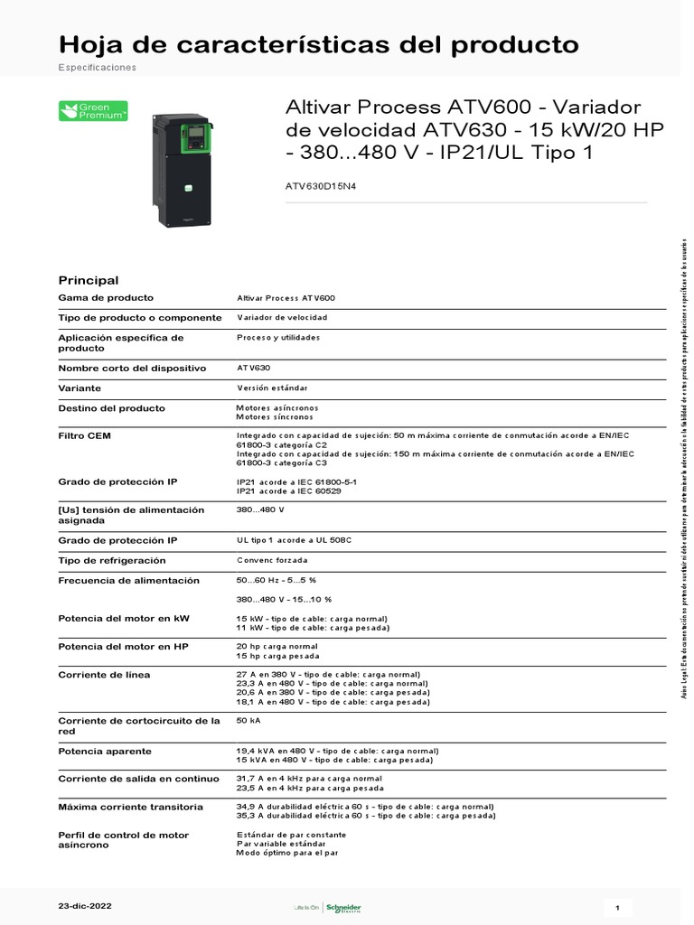 Altivar Process ATV600 - ATV630D15N4 | PDF | Relé | Impedancia eléctrica
