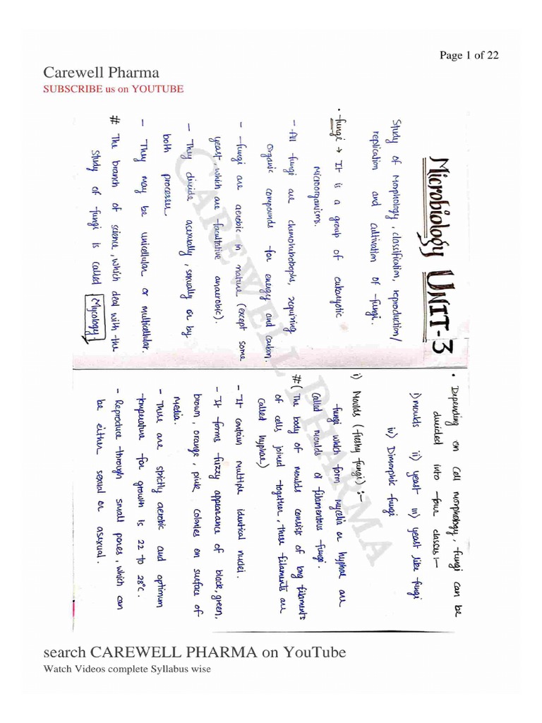 Carewell Pharma Microbiology Notes | PDF | You Tube | Mobile Software