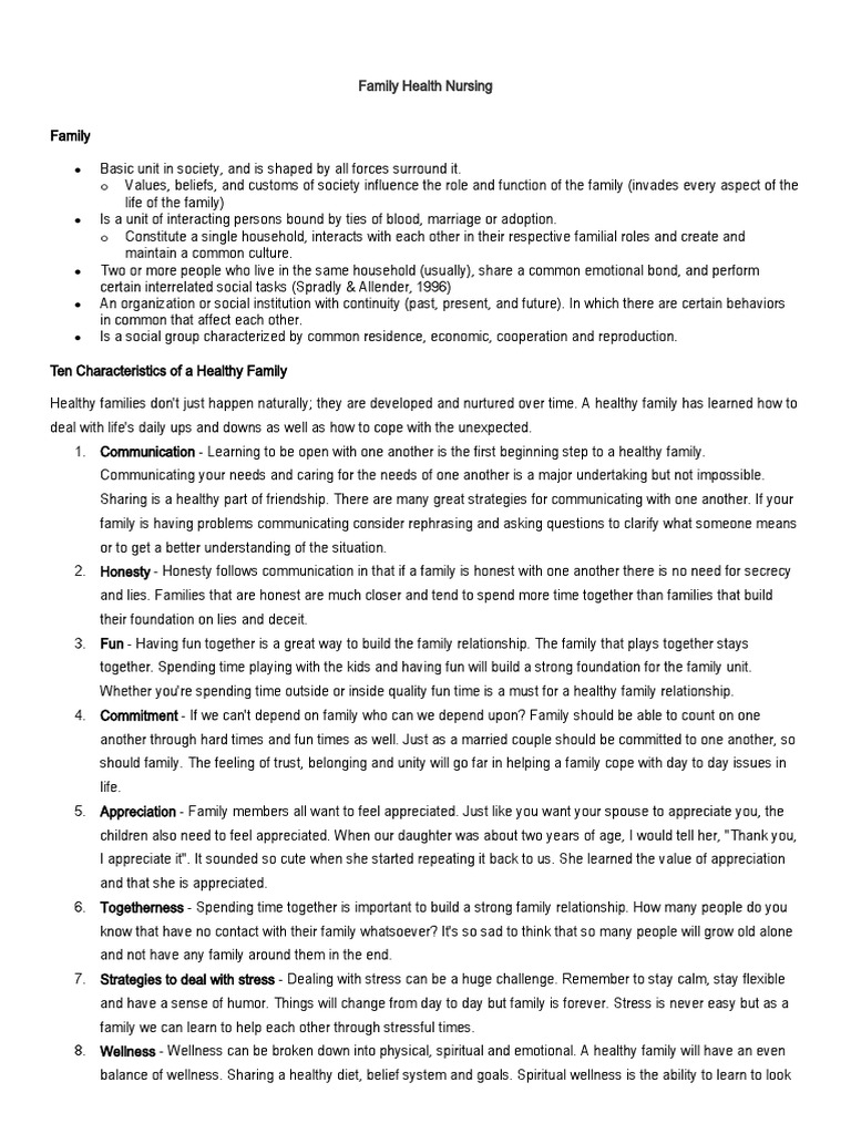 Family Health Nursing 1 | PDF | Family | Nursing