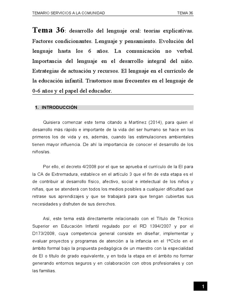 Tema 36 Servicios Comunidad | PDF | Aquisición de idioma | Comunicación no verbal