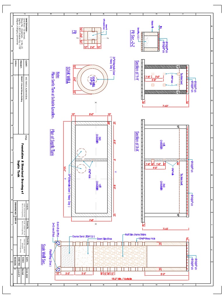 Section Details of Septic Tank & Sock Well Layout1 | PDF