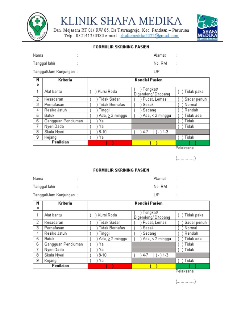 Formulir Skrining Pasien | PDF