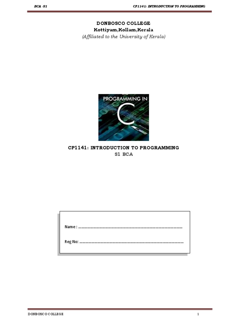 C NOTES FULL - Final | PDF | Computer Program | Programming