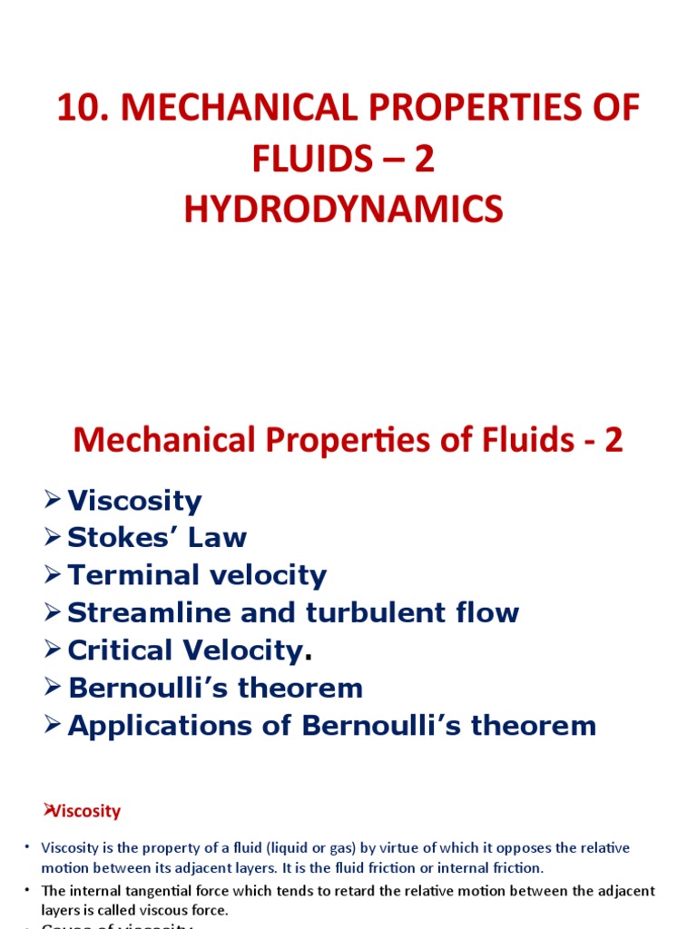 Mechanical Properties of Fluids CH10 Part 2 | PDF | Fluid Dynamics ...