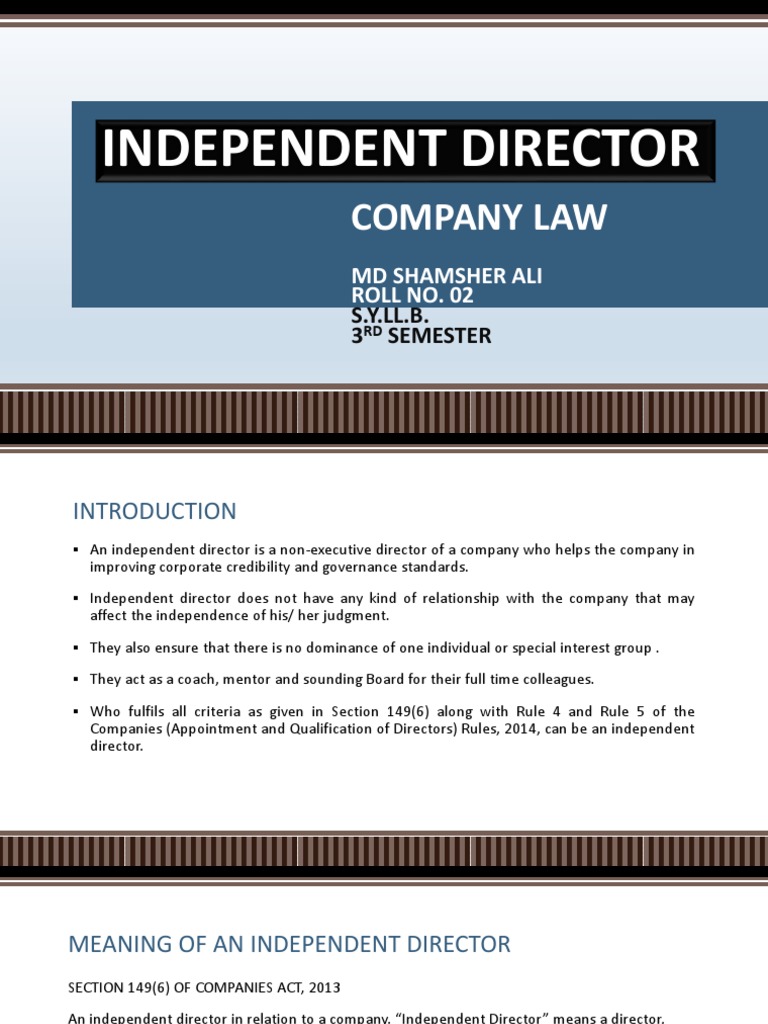 Shamsher (Ppt-Independent Director) | PDF | Business | Justice