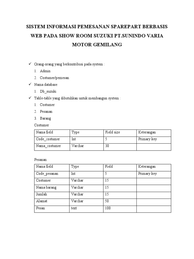 Sistem Informasi Pemesanan Berbasis Web | PDF