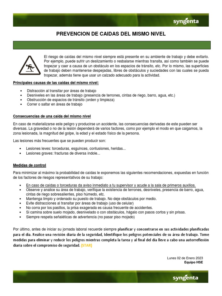 Prevencion De Caidas Del Mismo Nivel Pdf Medicina Clinica