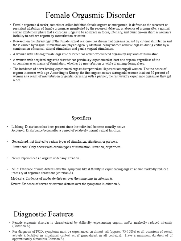Female Orgasmic Disorder | PDF | Orgasm | Sexual Intercourse