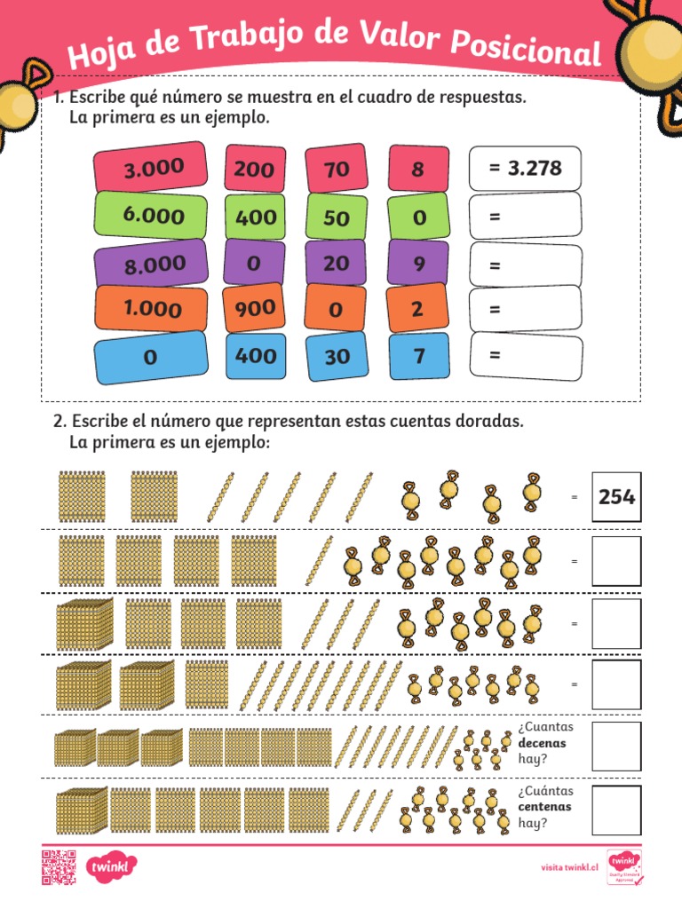 Ejercicios de Valor Posicional Matemáticas | PDF