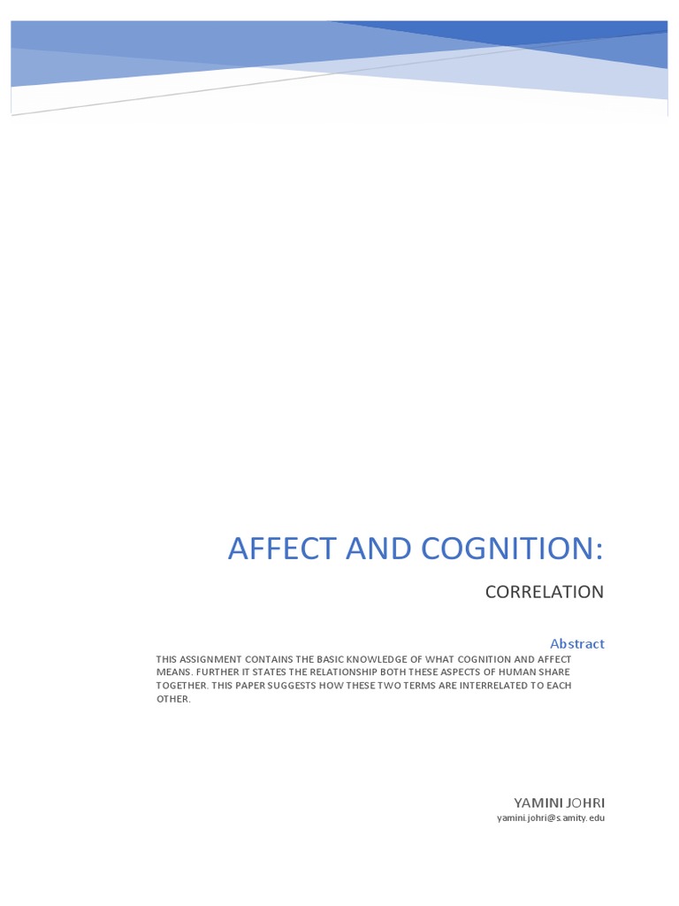 Affect and Cognition Social Psychology Assignment | PDF | Emotions | Affect (Psychology)