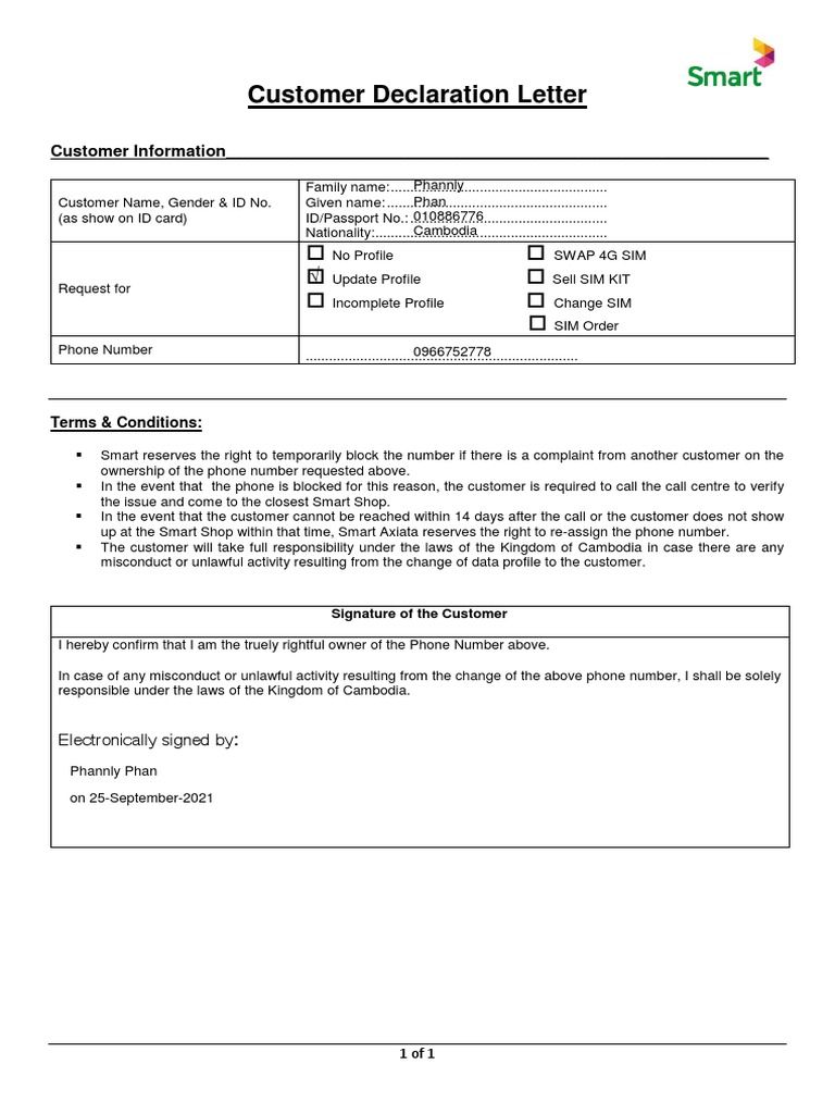 Customer Declaration of Mobile Ownership | PDF | Privacy | Applications ...
