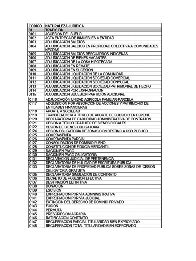 Codigos Registrales 2021 | PDF