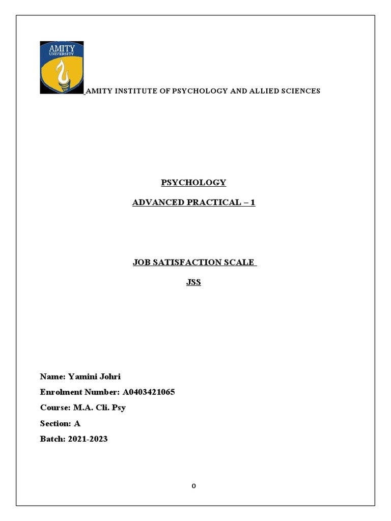 Job Satisfaction Scale Analysis at Amity Institute | PDF | Job ...