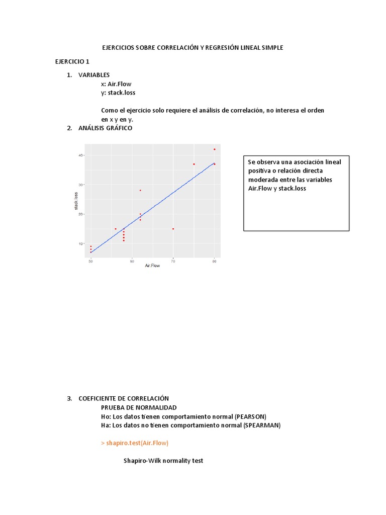 Ejercicios Sobre Correlación y Regresión Lineal Simple | PDF | Coeficiente de correlación de ...