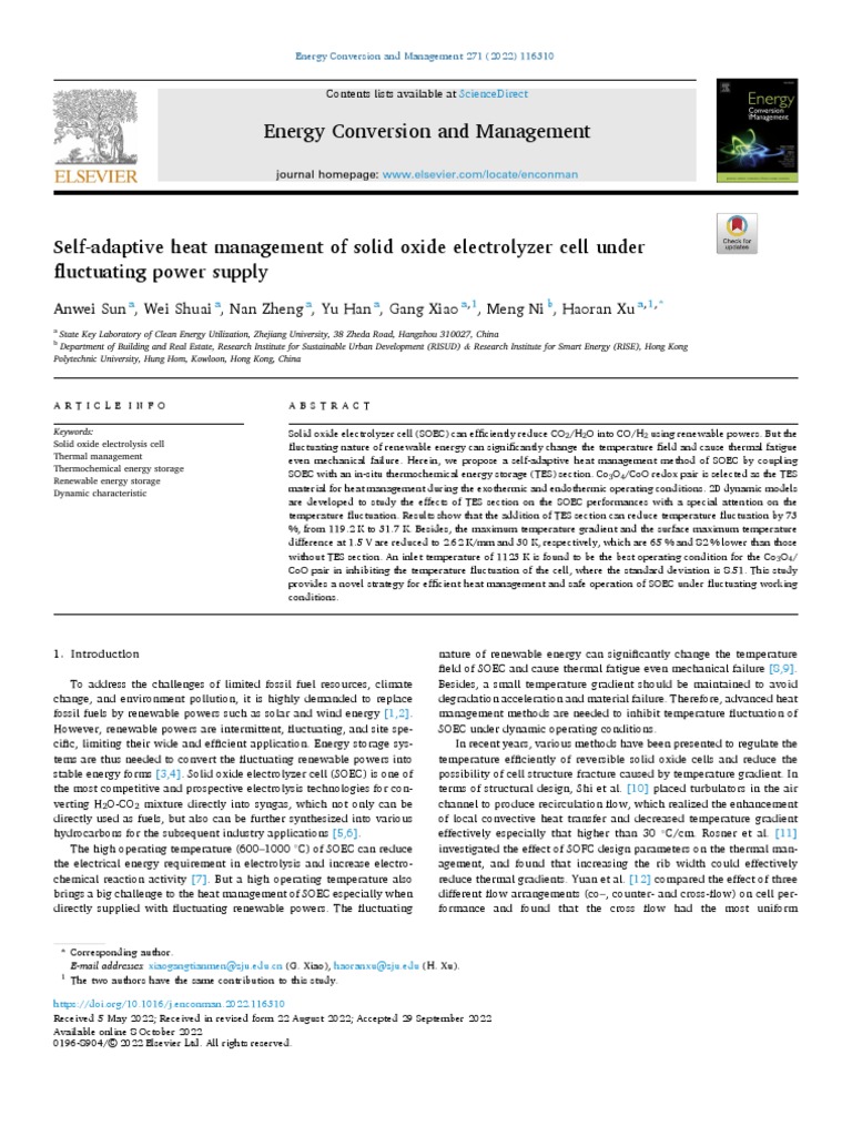 Solid Oxide Electrolyzer 2 | PDF | Electrochemistry | Nature