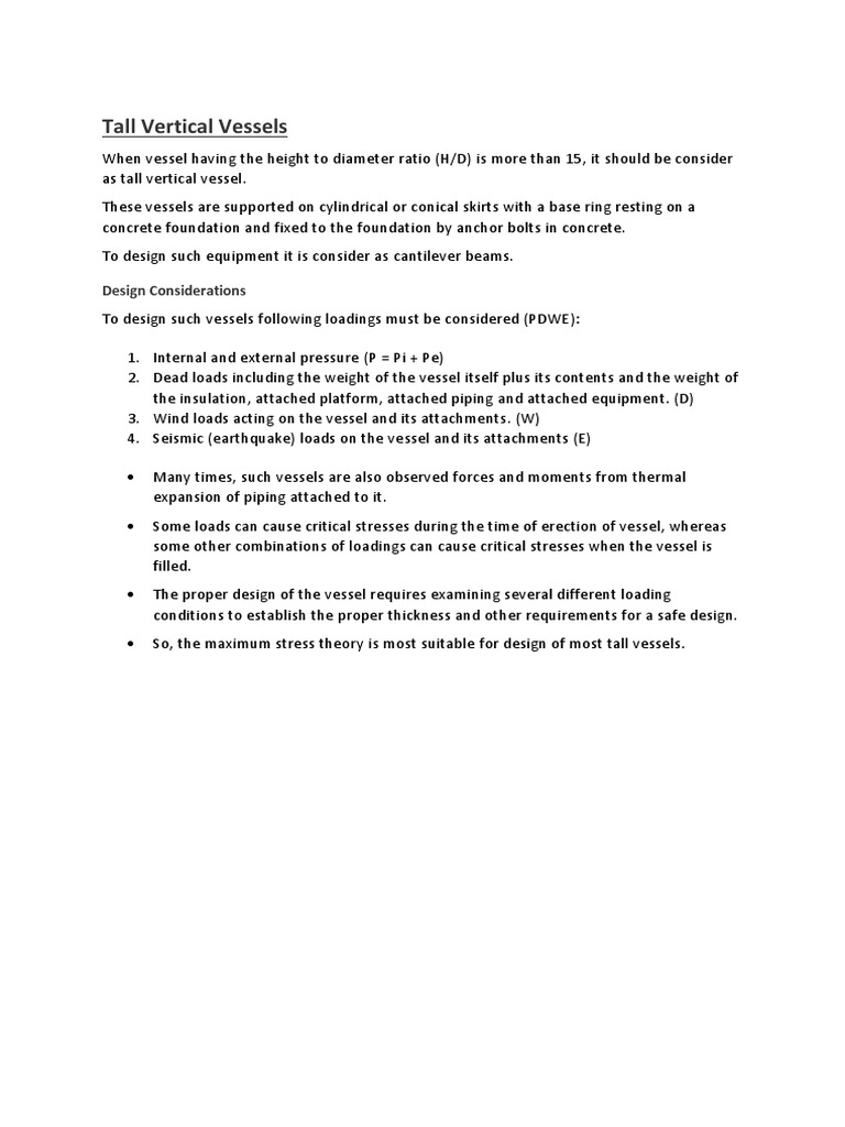 Design of Tall Vertical Vessel | PDF
