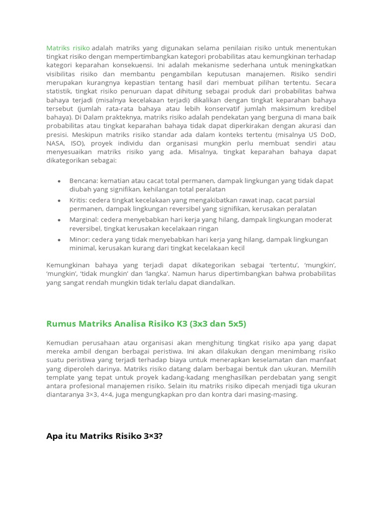 Matriks Risiko | PDF