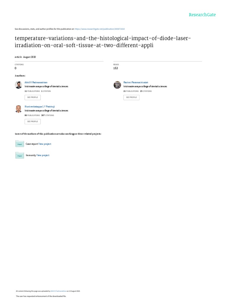 Temperature Variations and The Histological Impact of Diode Laser ...