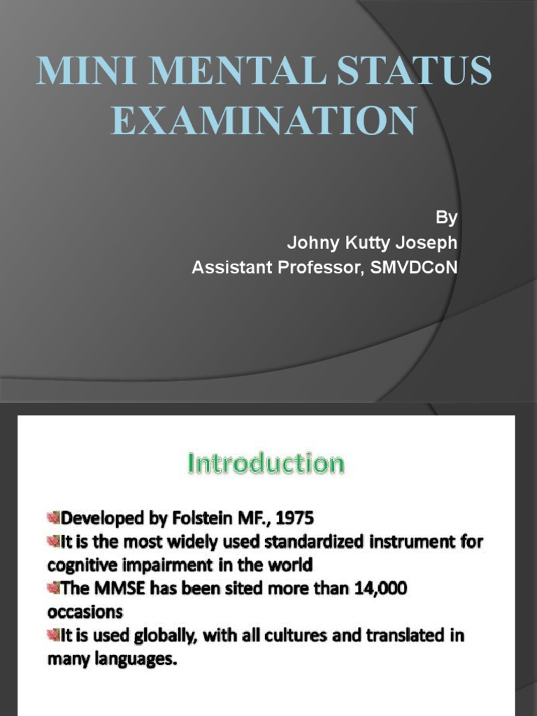Mini Mental Status Examination | PDF