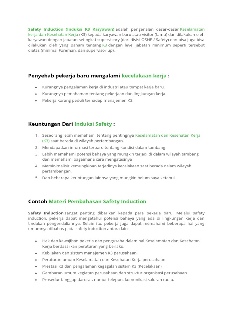 Safety Induction | PDF