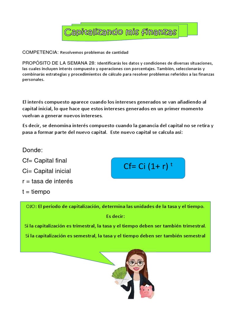 CF Ci (1+ R) : Donde: CF Capital Final Ci Capital Inicial R Tasa de Interés T Tiempo T | PDF ...