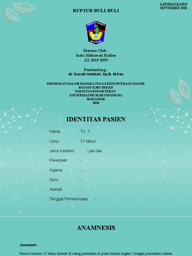 Lapsus Ruptur Buli-Buli Indri Meliawati Radisu | PDF