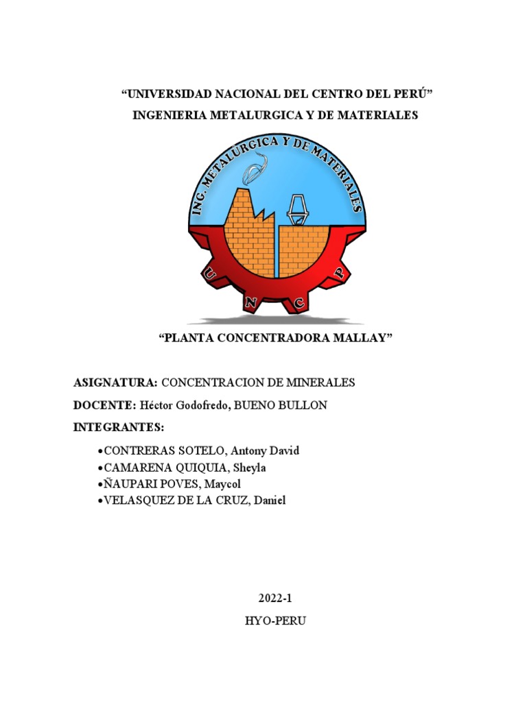 Planta Concentradora Mallay | PDF | Mojada | Adsorción